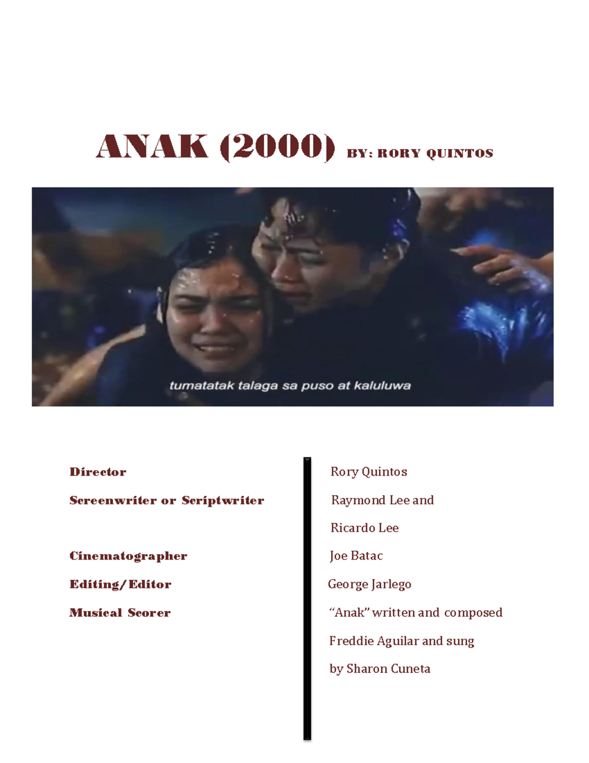 DEAN ANG Movie INFO - nonenenennnene - ANAK (2000) BY: RORY QUINTOS ...