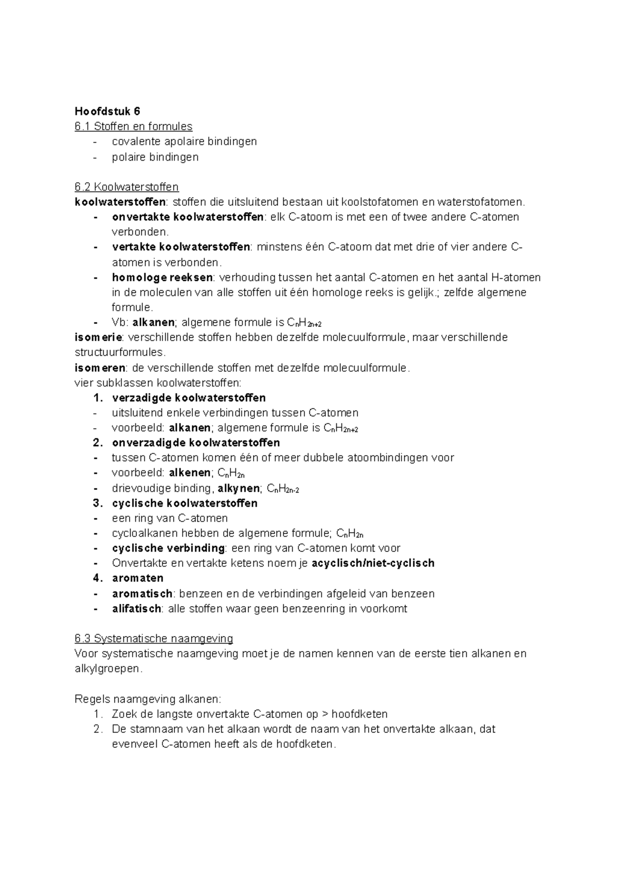 Scheikunde samenvatting hoofdstuk 6, 12, 13, 14 - Hoofdstuk 6 6 Stoffen ...