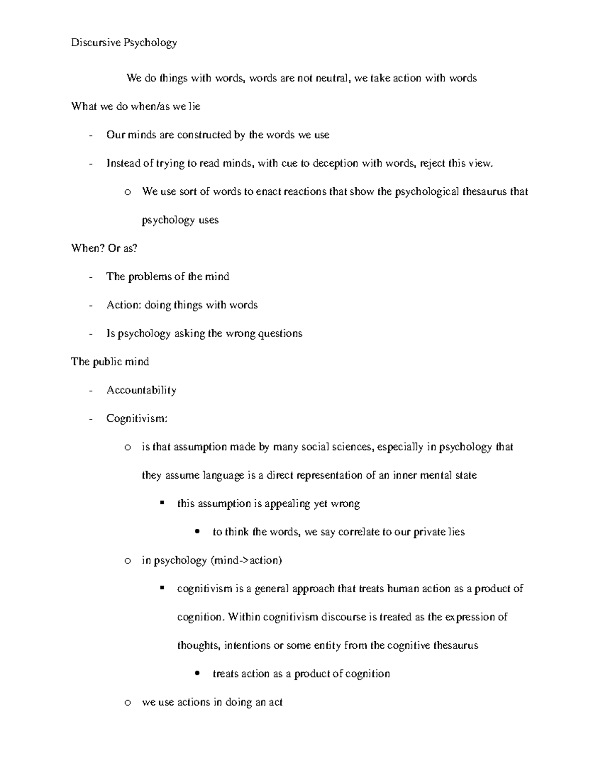 Discursive Psychology - CMN 580.01 - UNH - Studocu