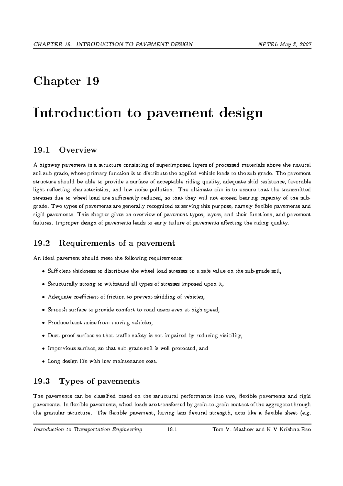 Transportation engineering-Lec-19 - Chapter 19 Introduction to pavement design 19 Overview A ...