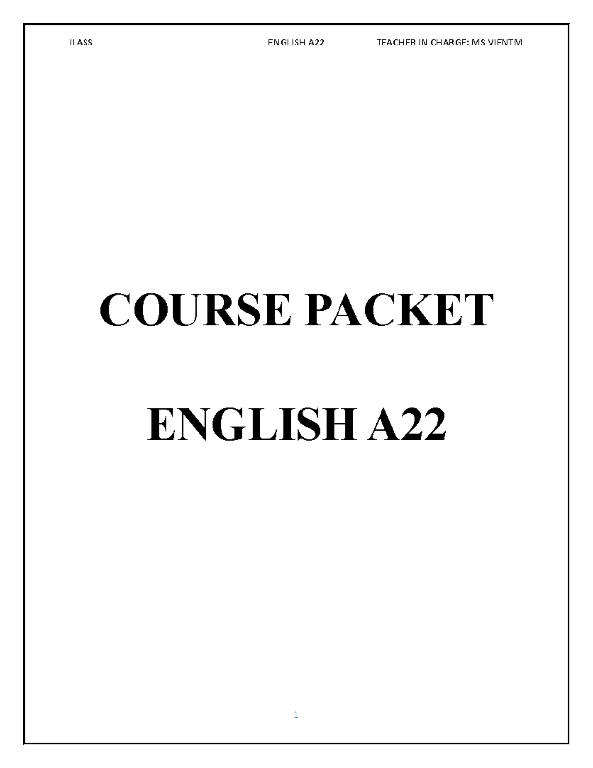 Course Packet A22 - từ vựng A2.2 - COURSE PACKET ENGLISH A ####### C. A ...