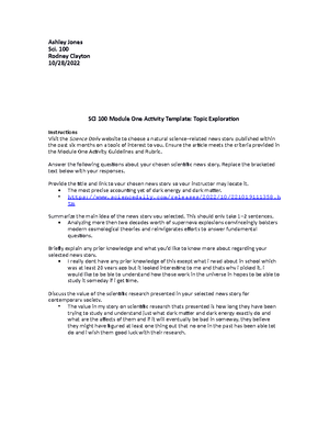 SCI 100 Module Two Activity Template - Replace the bracketed text below with your responses. Use ...