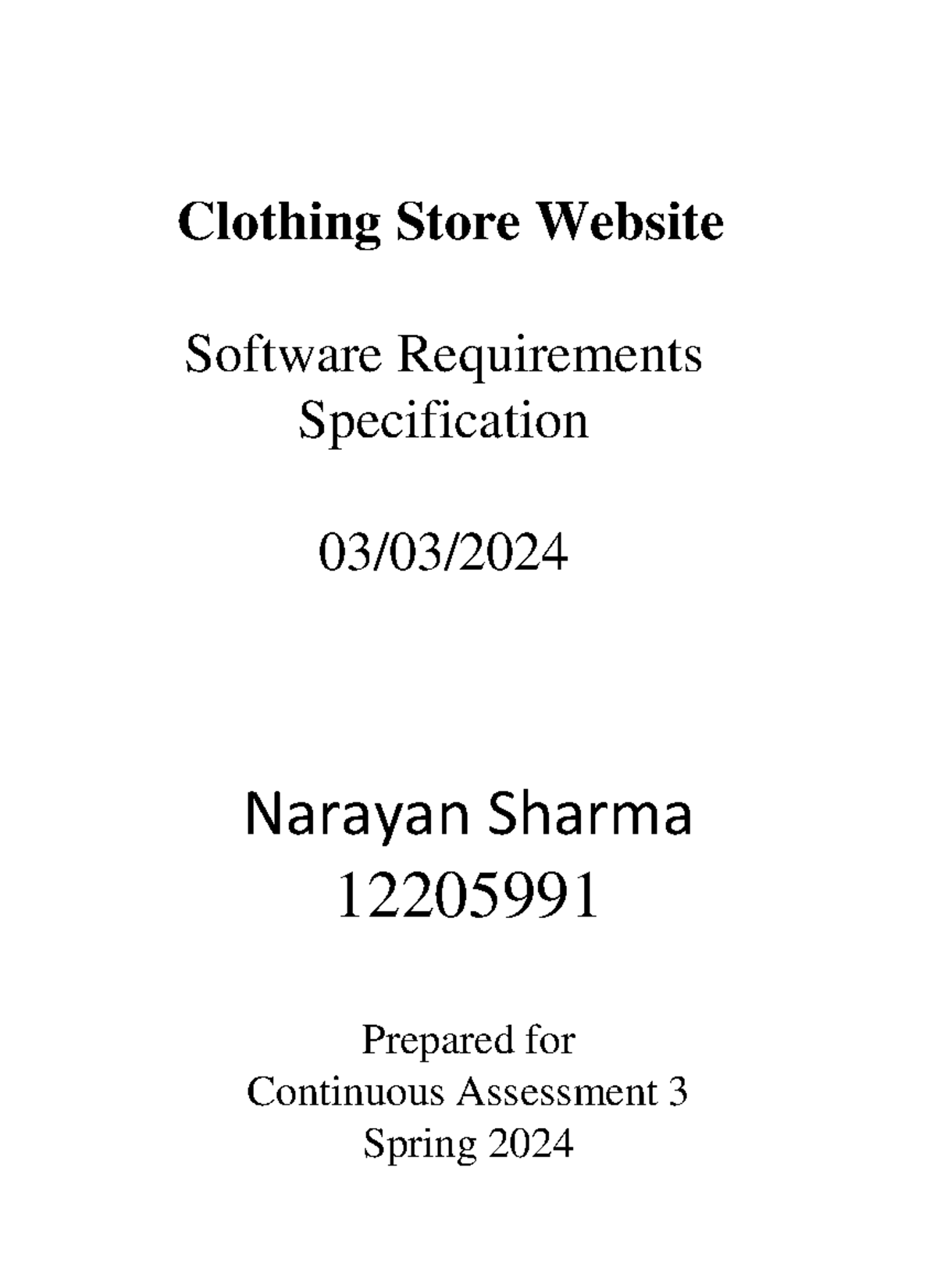 INT222 - nothing - Clothing Store Website Software Requirements ...