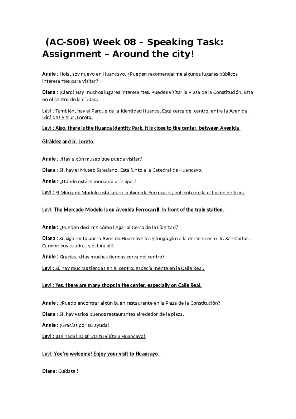 Semana 8 g - (AC-S08) Week 08 – Speaking Task: Assignment – Around the ...