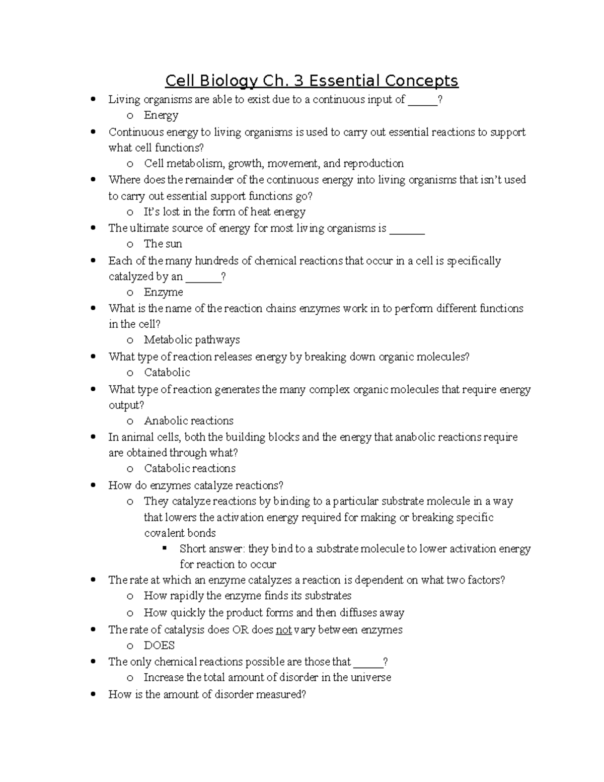 Cell Biology Ch. 3 Essential Concepts - Cell Biology Ch. 3 Essential ...