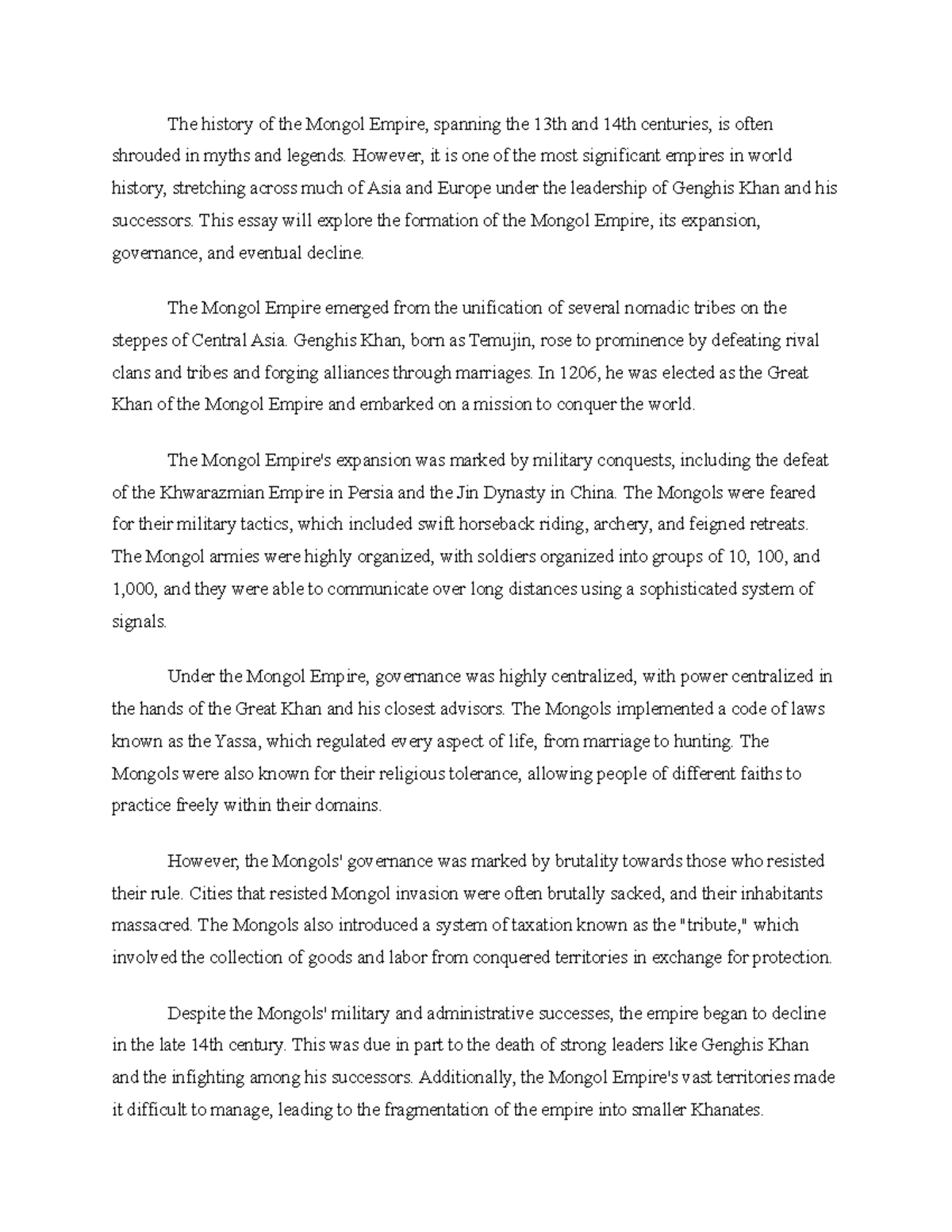 The history of the Mongol Empire - However, it is one of the most ...