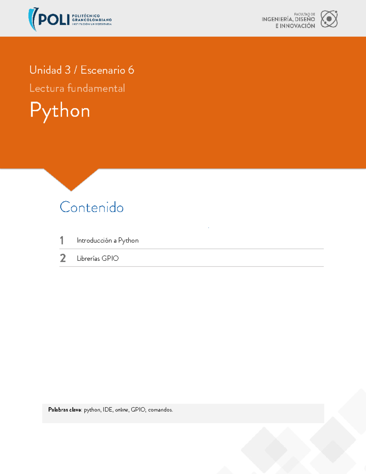 Lectura fundamental 6 - Palabras clave: python, IDE, online, GPIO ...