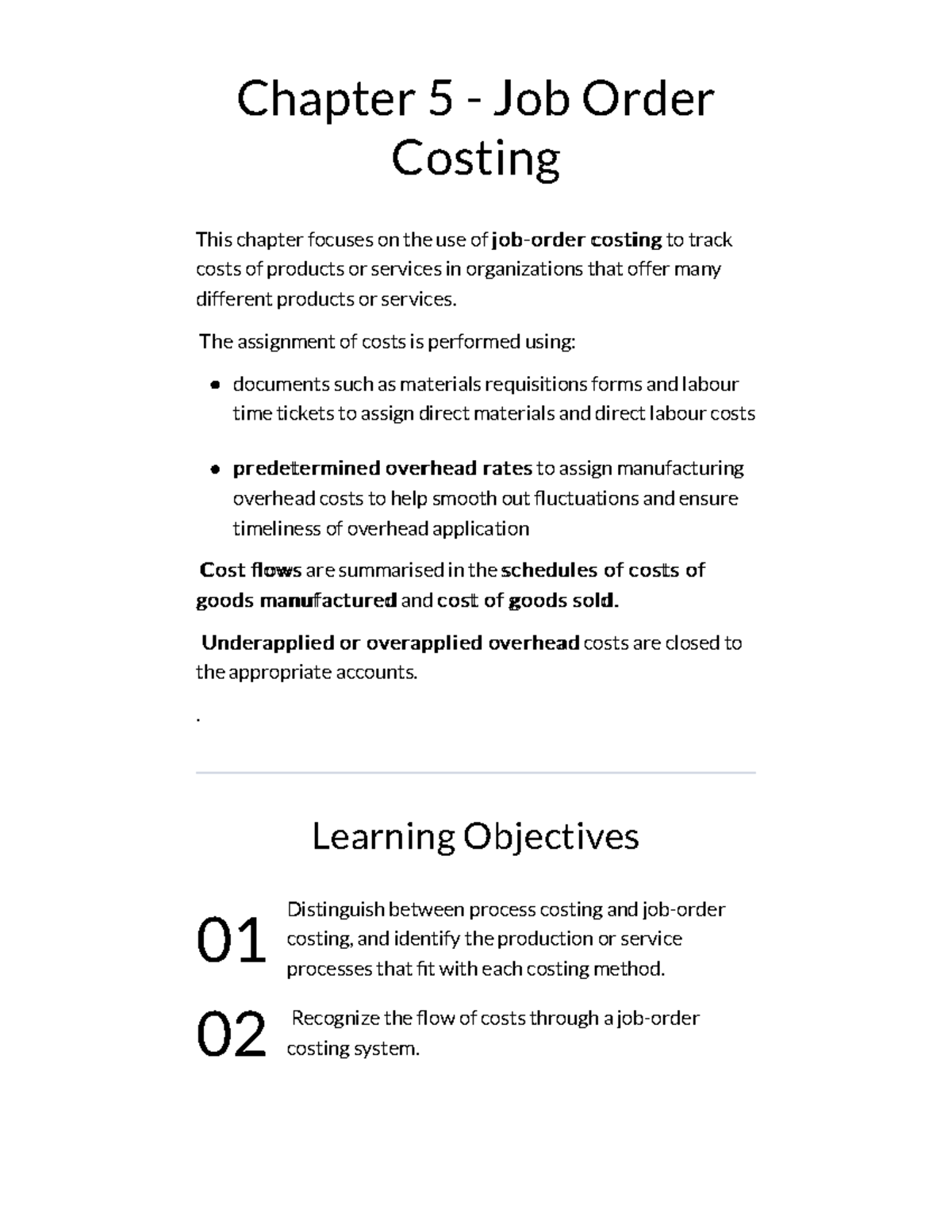 Module Introduction - Chapter 04 - Chapter 5 - Job Order Costing This ...