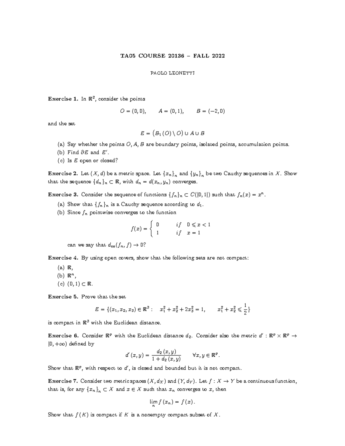 MAT TA5 - Advanced Mathematics TA 5 topology - TA05 COURSE 20136 – FALL ...