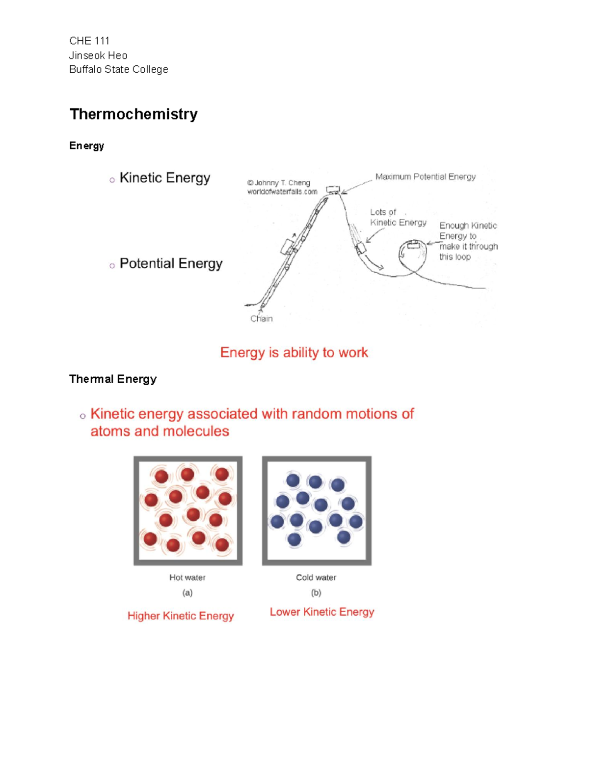 CHE 111 Thermochemistry - Jinseok Heo Buffalo State College ...