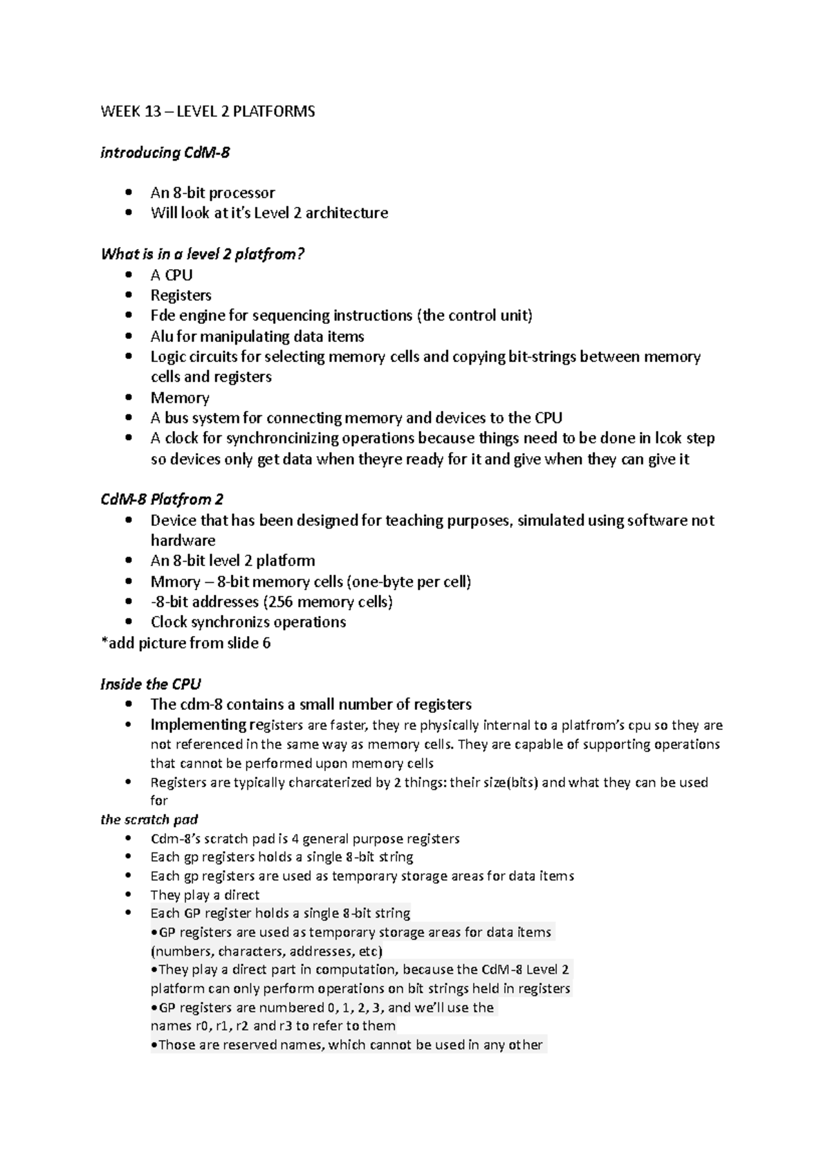 Week 13 - Level 2 Devices S2C - WEEK 13 – LEVEL 2 PLATFORMS introducing ...