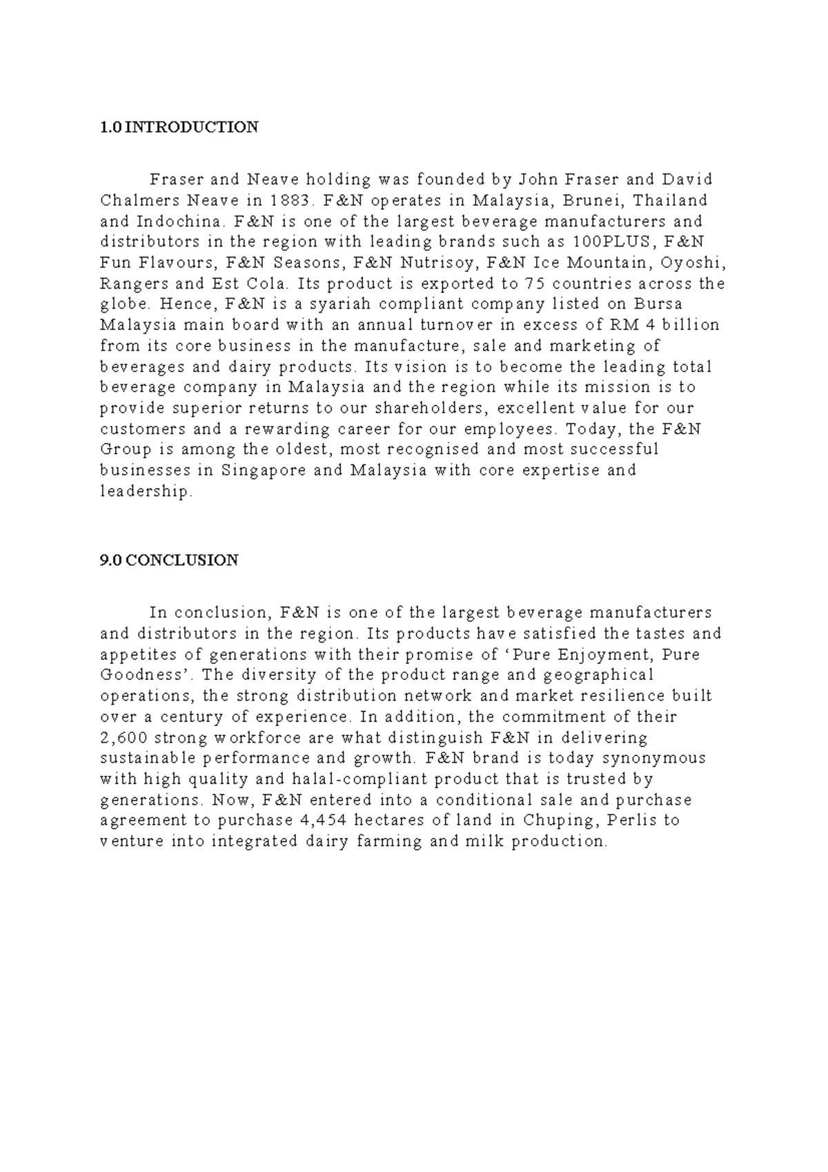 Pad350 zaty - 1 INTRODUCTION Fraser and Neave holding was founded by ...