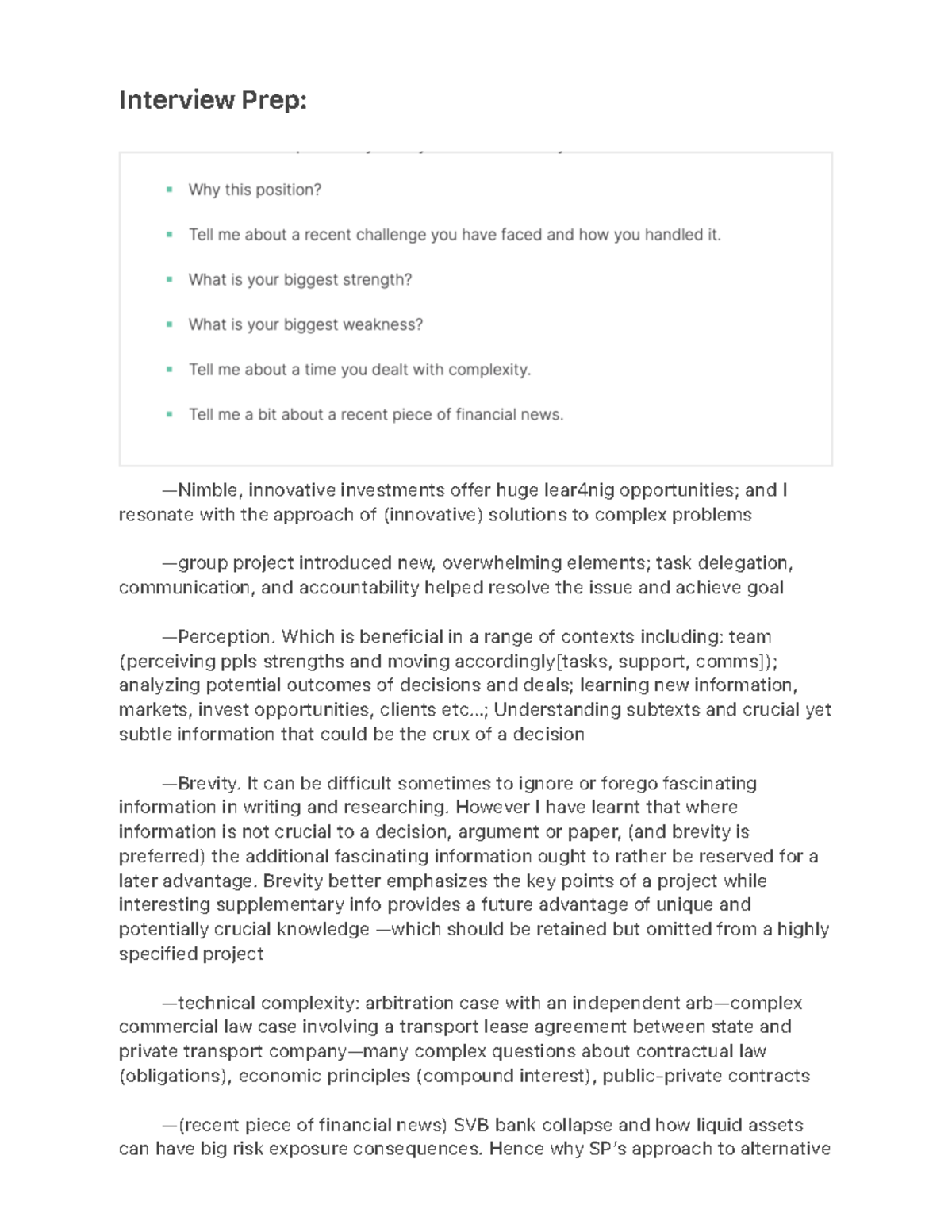 Interview Prep Class Interview Prep —nimble Innovative Investments Offer Huge Lear4nig