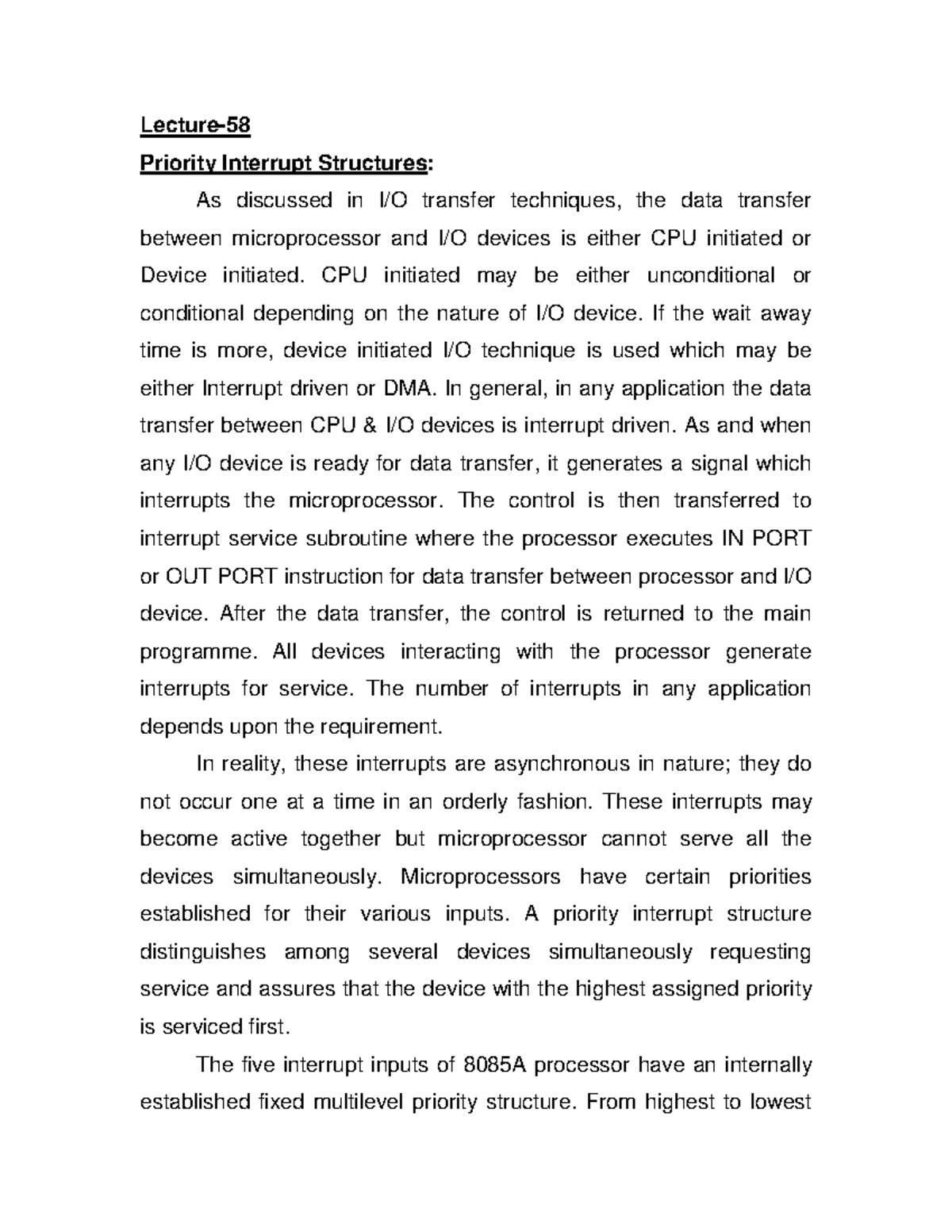 Computer organization and architecture - Lecture- Priority Interrupt ...