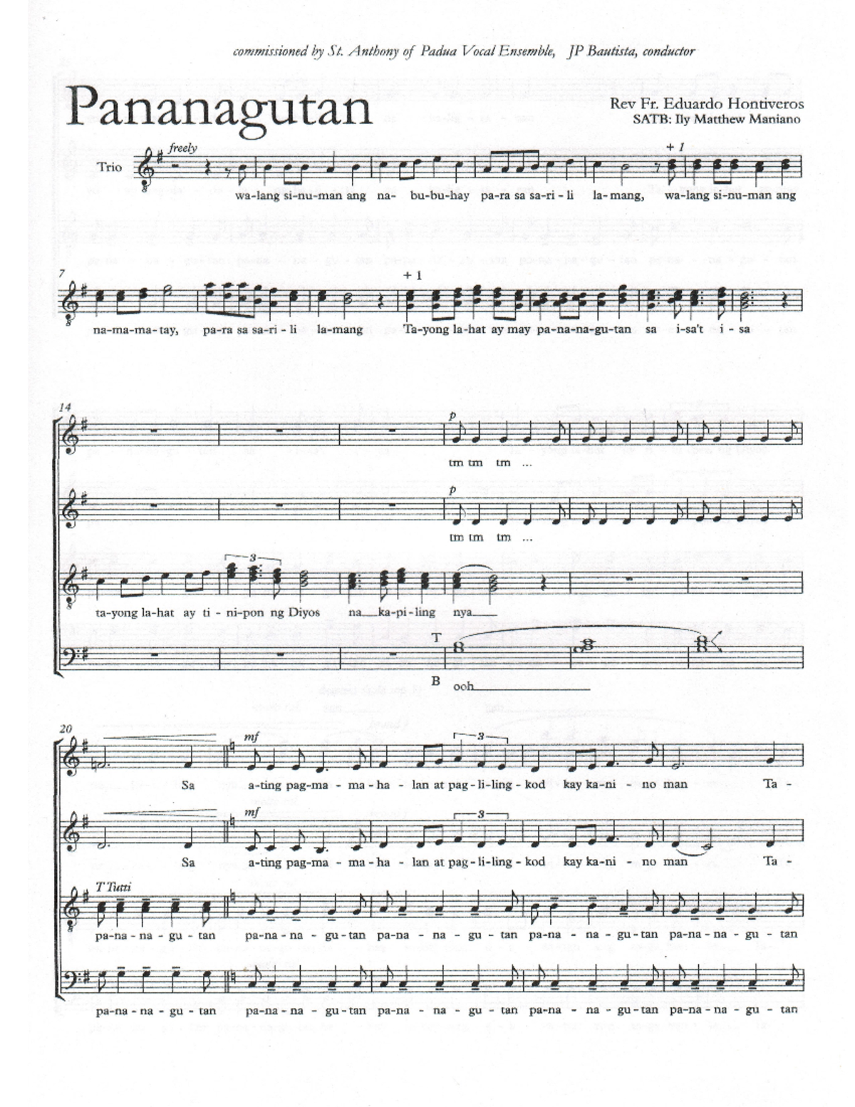 Pananagutan Hontiveros arr Ily Matthew Maniano - Conservatory in Music ...