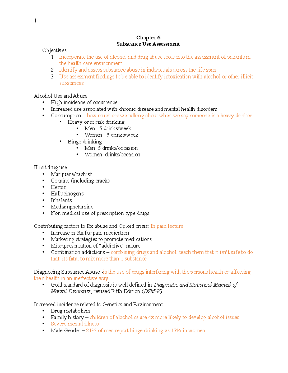 Chapter 6- Substance use assessment student outline - Chapter 6 ...