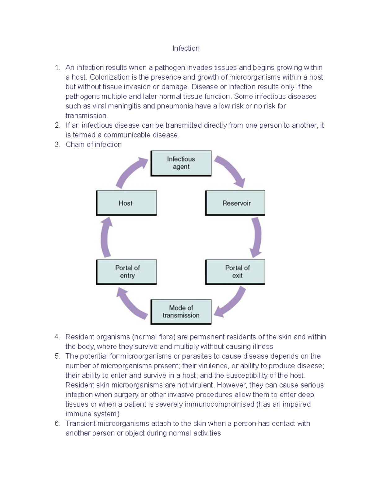 Potter Perry Infection Notes - Infection An infection results when a ...