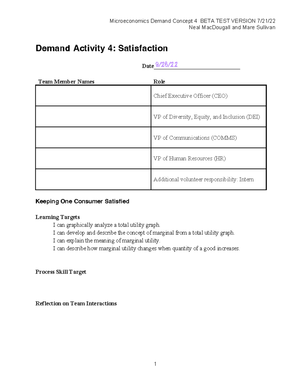 Demand activity 4 satisfaction - Neal MacDougall and Mare Sullivan ...