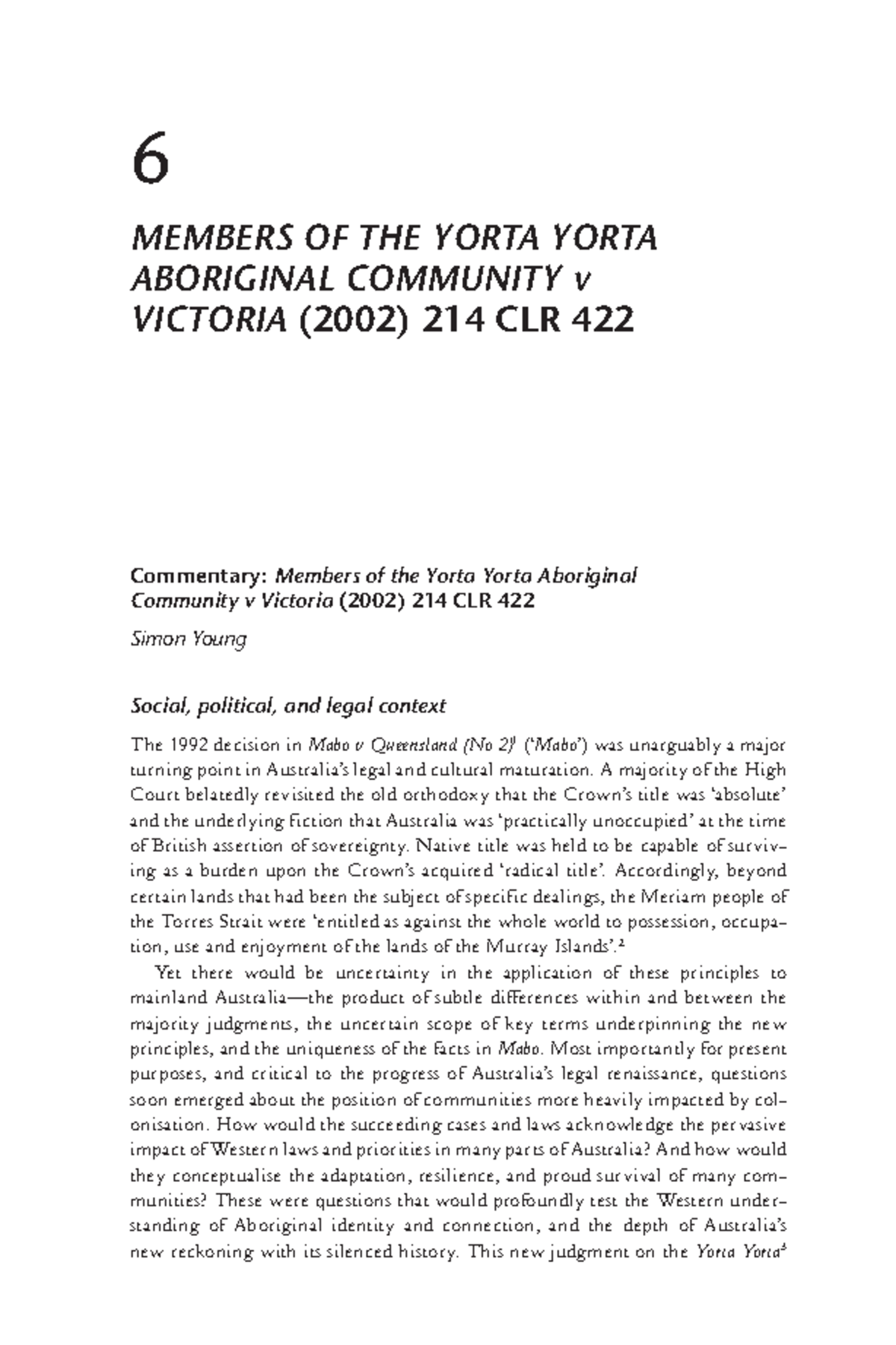 Commentary on Yorta Yorta - Commentary: Members of the Yorta Yorta ...