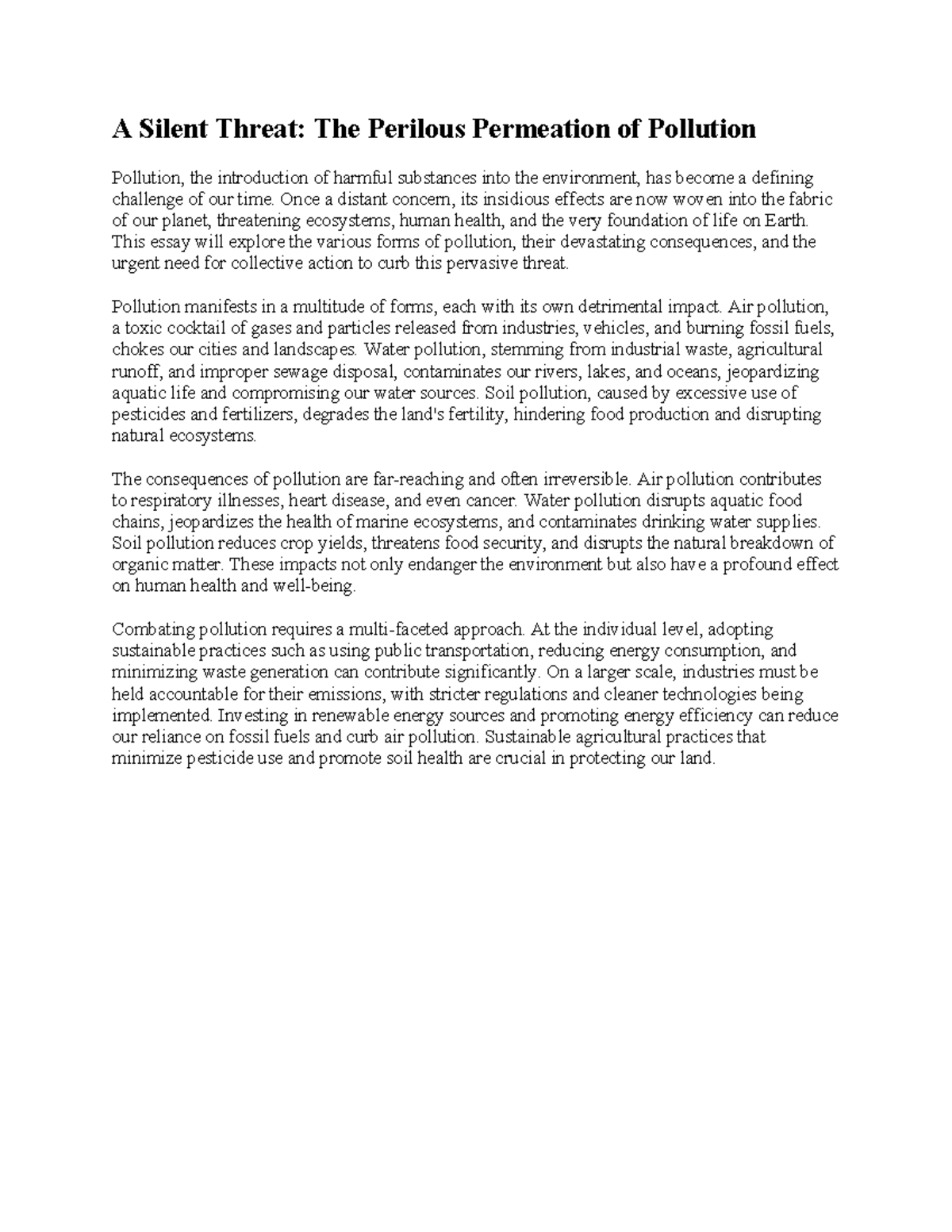A Silent Threat - essay - A Silent Threat: The Perilous Permeation of ...