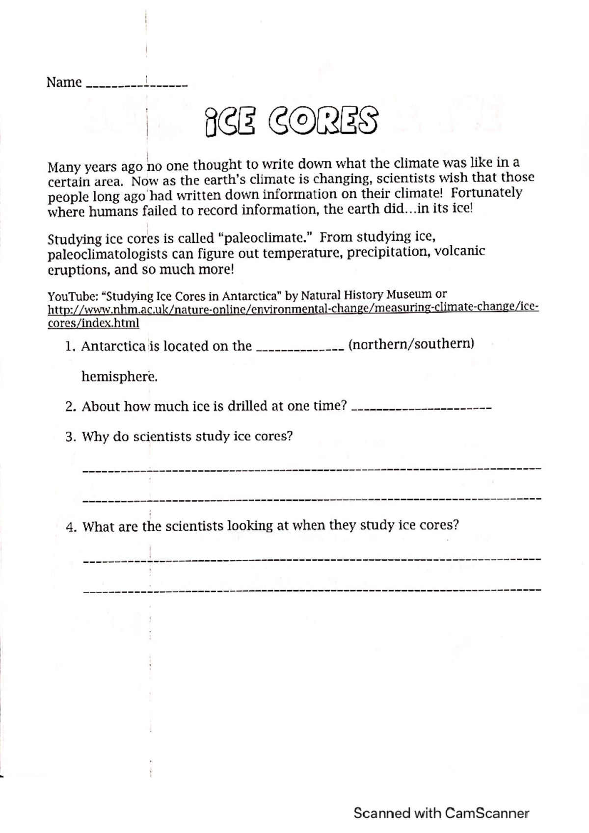 Ice Core Questions and Graphing Activity New - SPANISH 1102 - Studocu