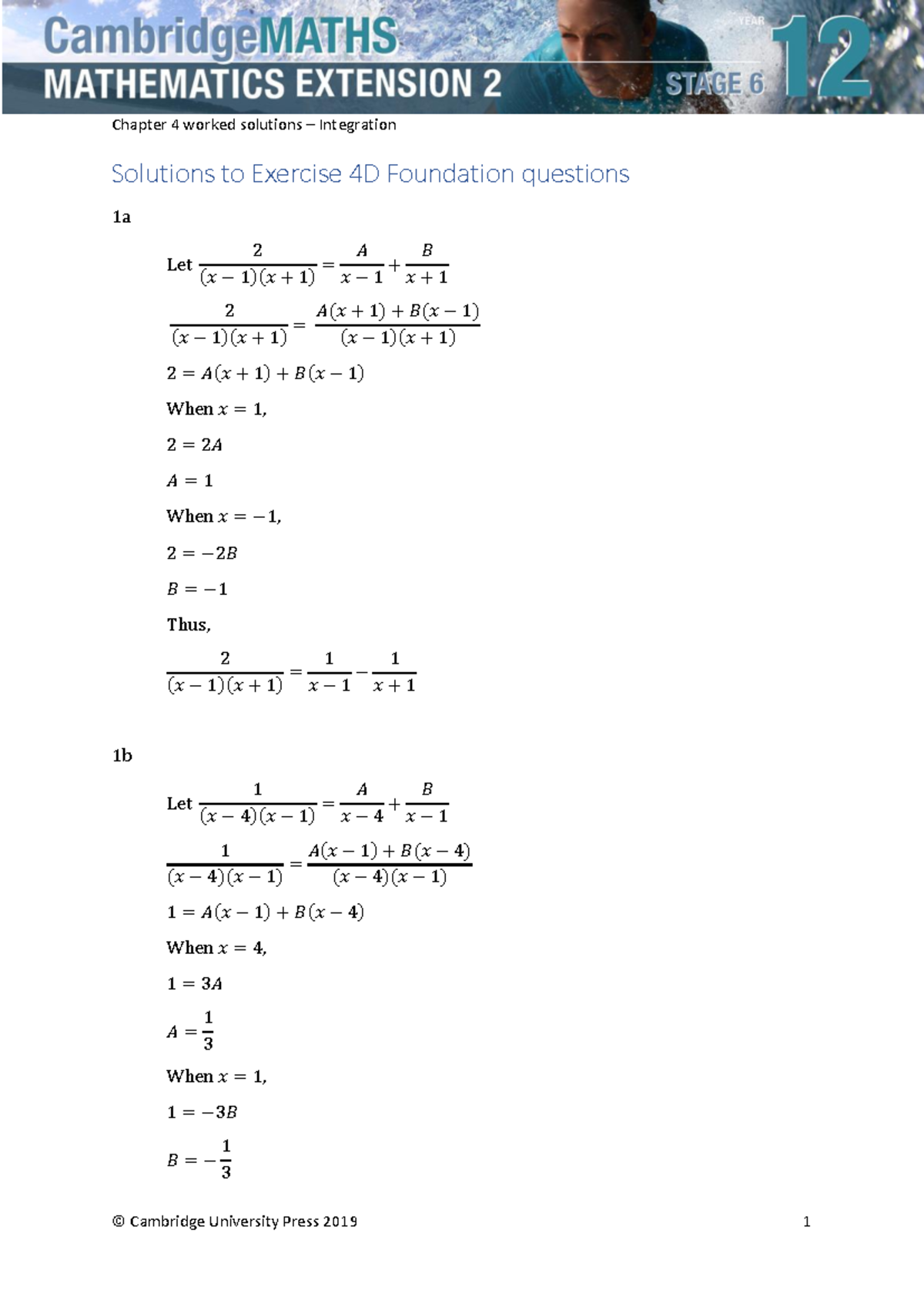 4D - Cambridge Answers - Solutions to Exercise 4D Foundation questions ...