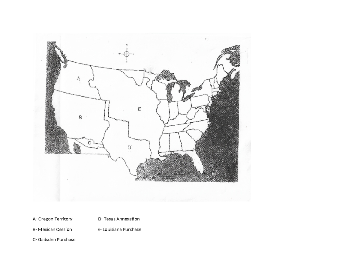 Territories (Labled) - 23yhu87pdrhyux - A- Oregon Territory D- Texas ...