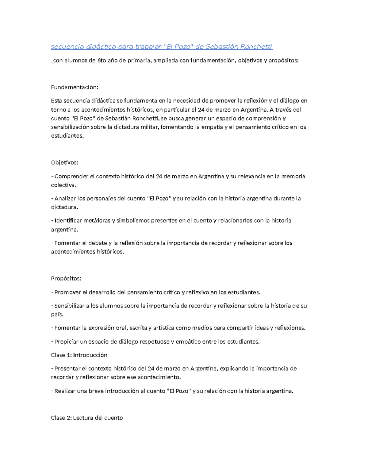 Secuencia del cuento el POZO - secuencia didáctica para trabajar "El ...