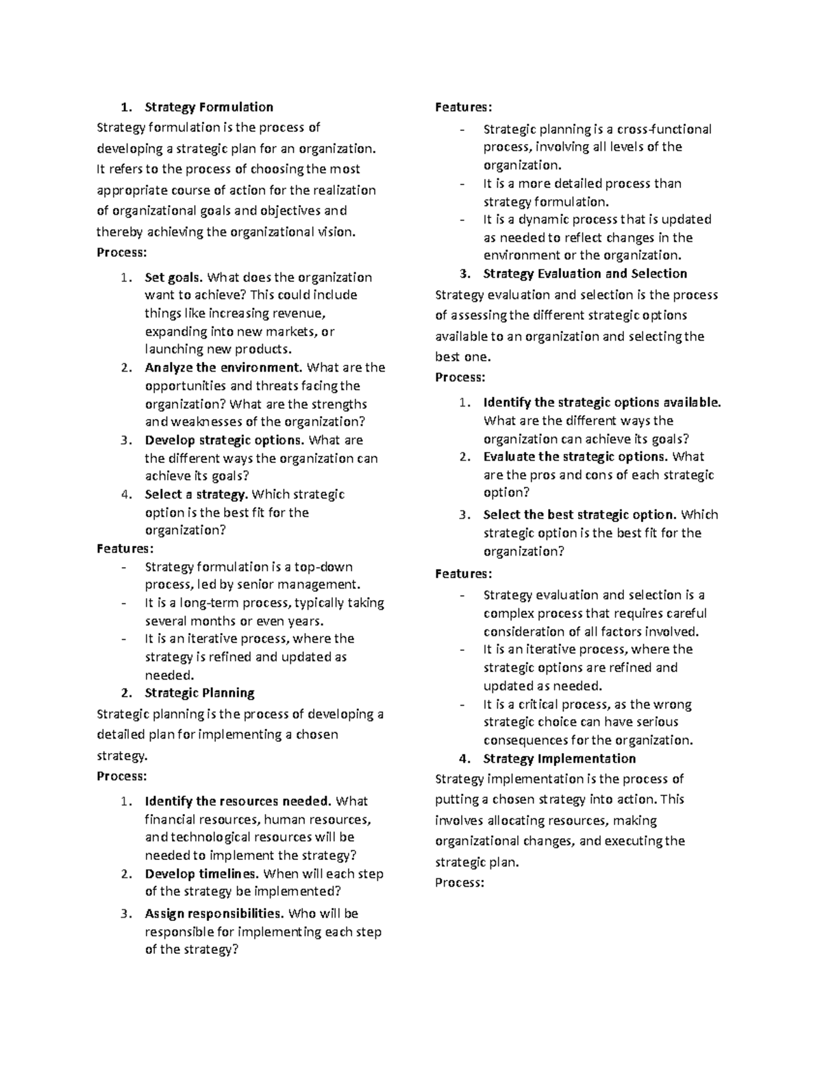 SBA A2 - notes for business analysis - Strategy Formulation Strategy ...