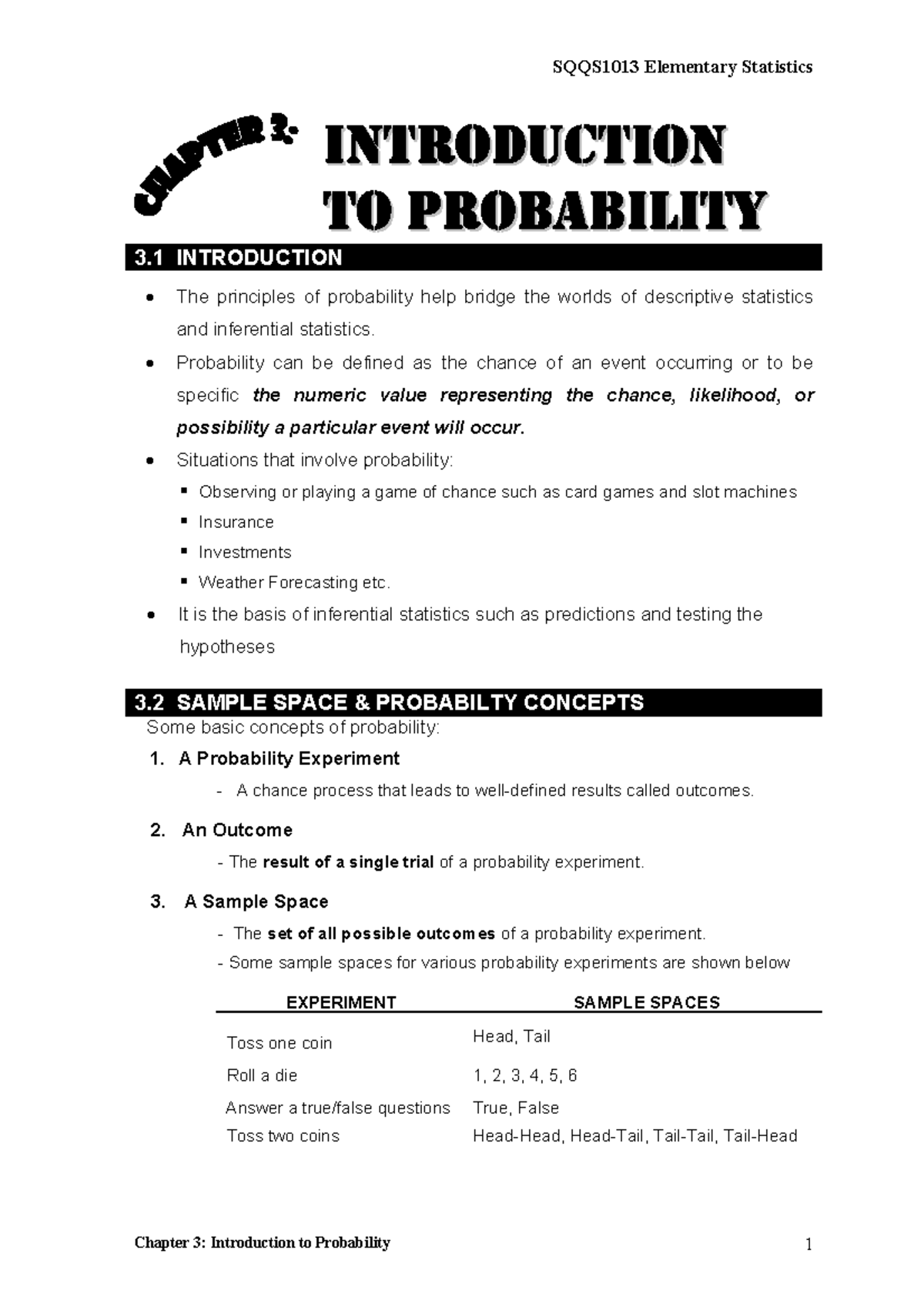 SQQS1013-ChAPTER 3 - INTRODUCTION TO PROBABILITY ...