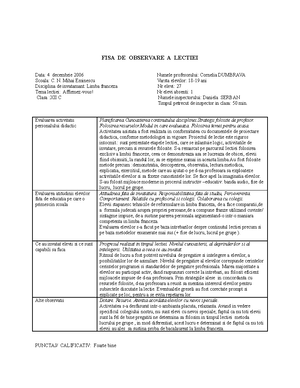 Chestionar pentru parinti clasa pregatitoare - CHESTIONAR PENTRU ...