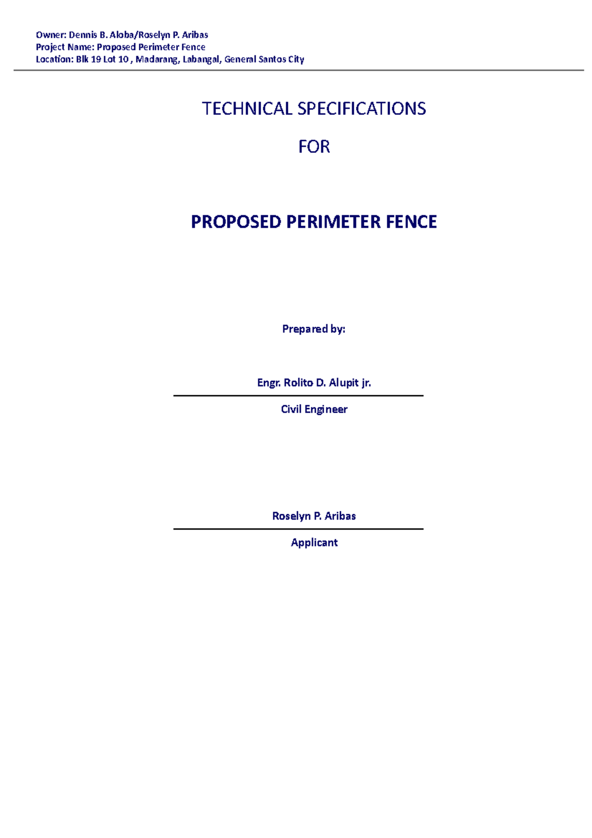 Technical-Specification-Pedrigosa - Project Name: Proposed Perimeter ...