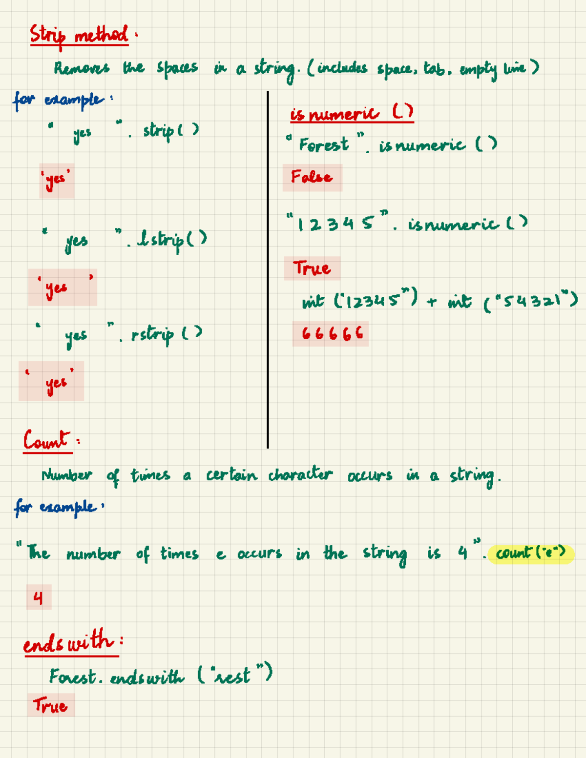Strip method, count - Strip method Removes the spaces in a string ...