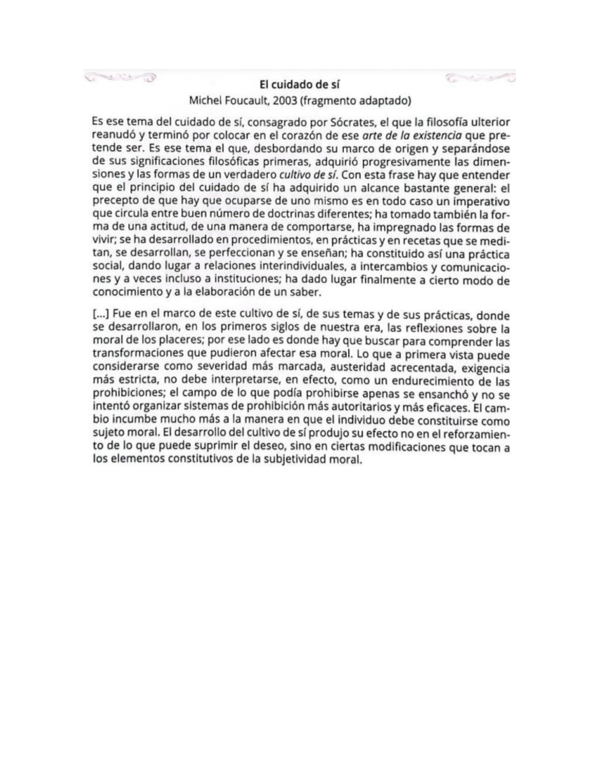 EL Cuidado DE SI - LEER - El cuidado de sí Michel Foucault, 2003 ...