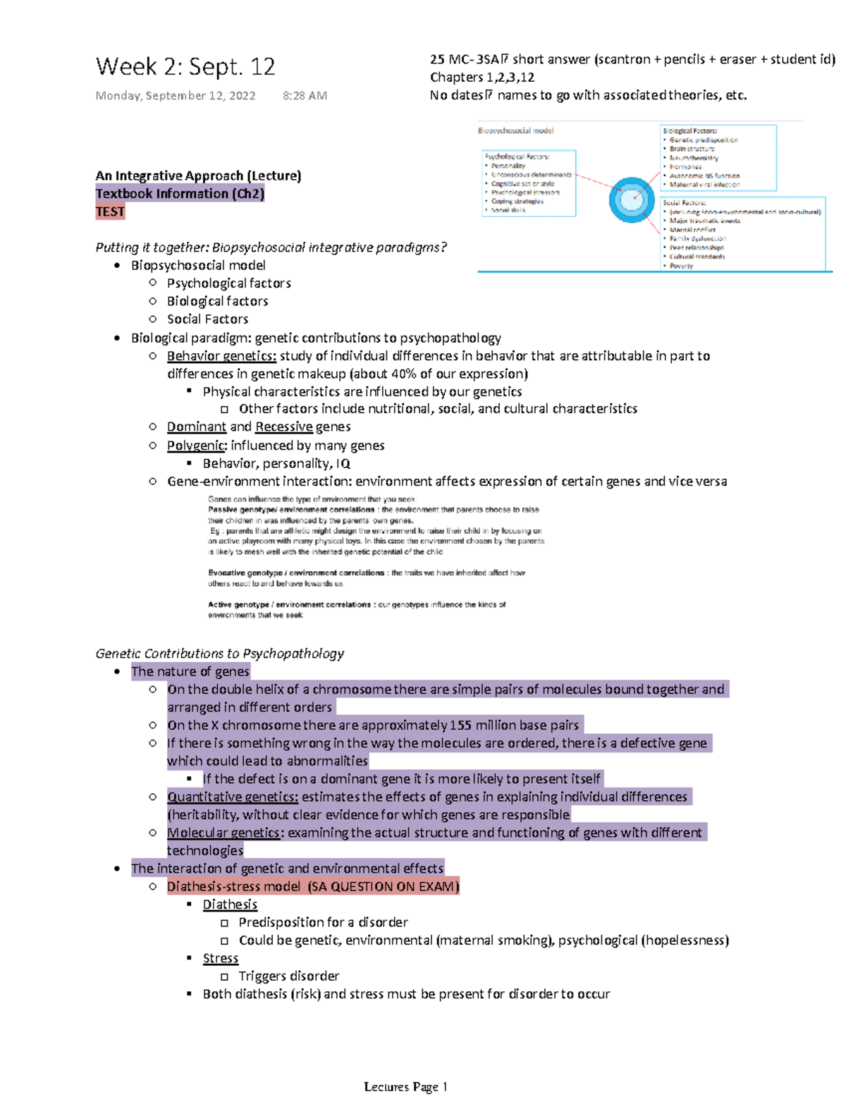 An Integrative Approach (Ch2) + Clinical Assessment (Ch3) - An Integrative Approach (Lecture ...