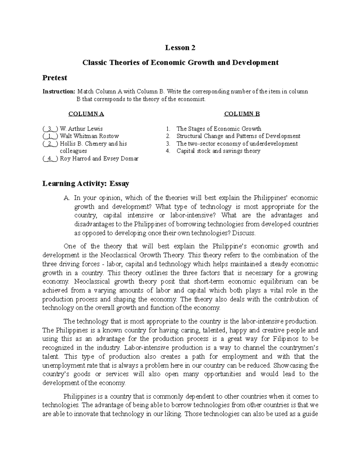 Claasic Theories of Economic Growth and Development - Lesson 2 Classic ...