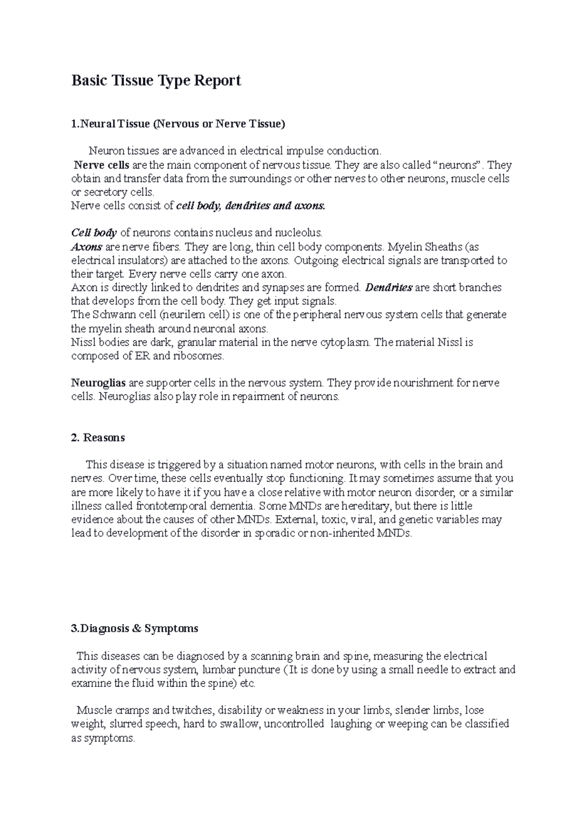 Basic Tissue Type Report Edited - Basic Tissue Type Report 1 Tissue ...