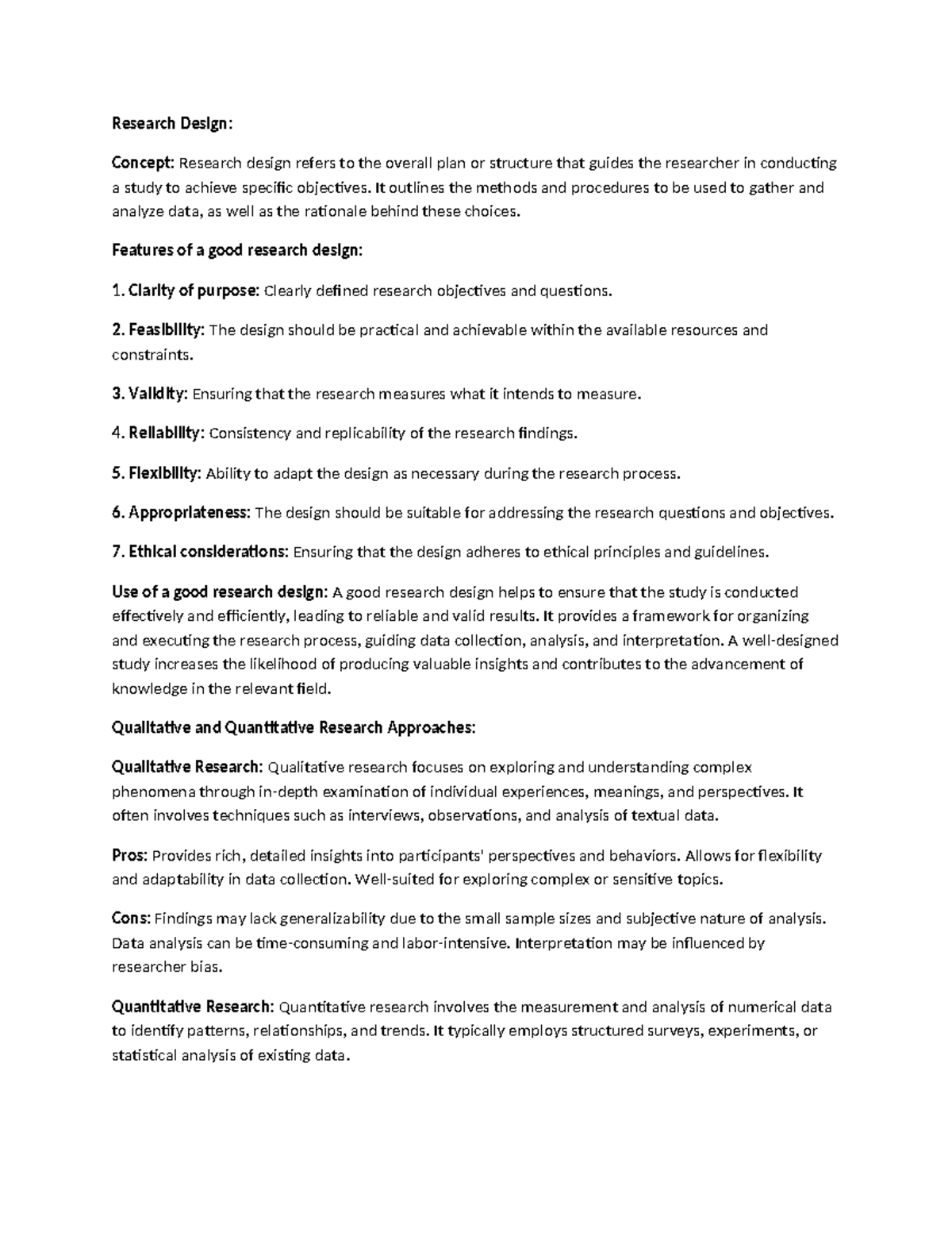 Research methodology - Research Design: Concept: Research design refers ...
