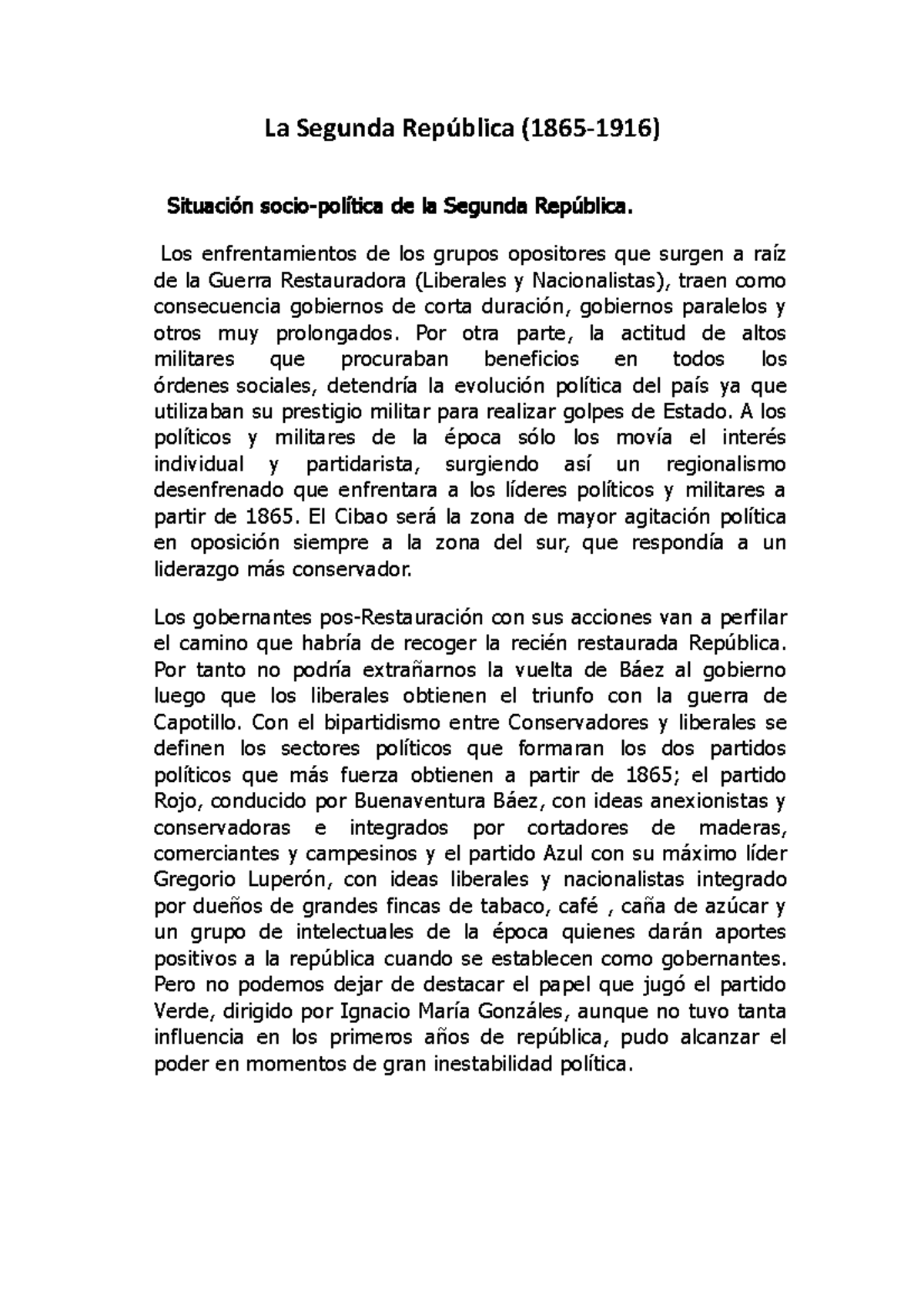 LA Segunda Republica - La Segunda República (1865-1916) Situación socio ...