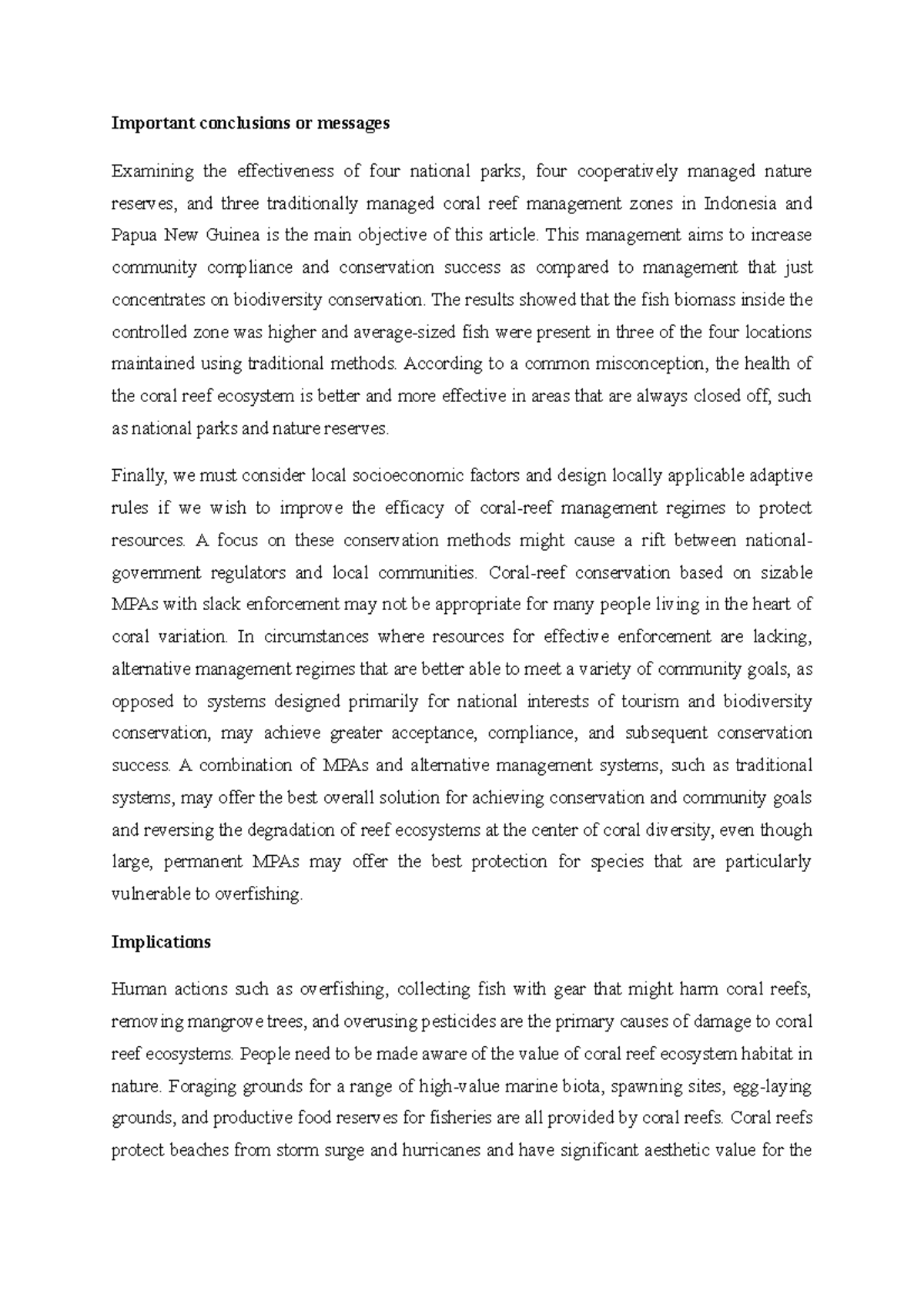 Dokumen 7 - example of assignment. - Important conclusions or messages ...