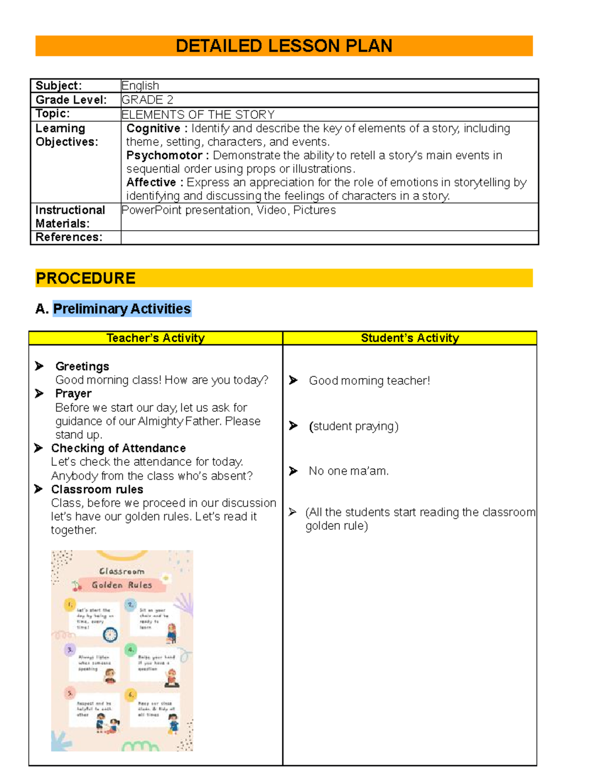 LP English-1 - lesson plan detailed - DETAILED LESSON PLAN ...