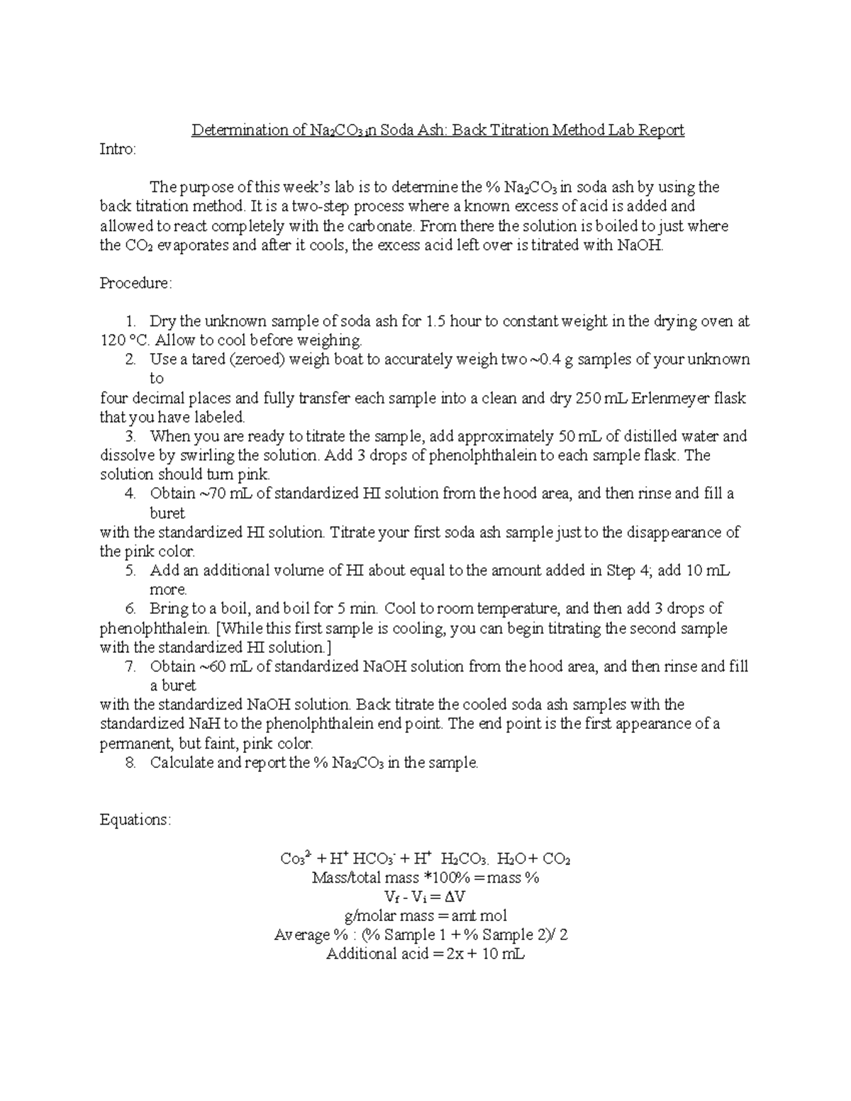 Determination on Na2CO3 in Soda Ash - Determination of Na 2 CO3 in Soda ...