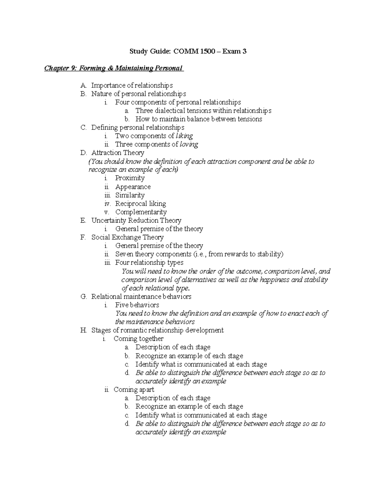 COMM 1500 - Study Guide - Exam 3 - FA23 - Study Guide: COMM 1500 – Exam ...