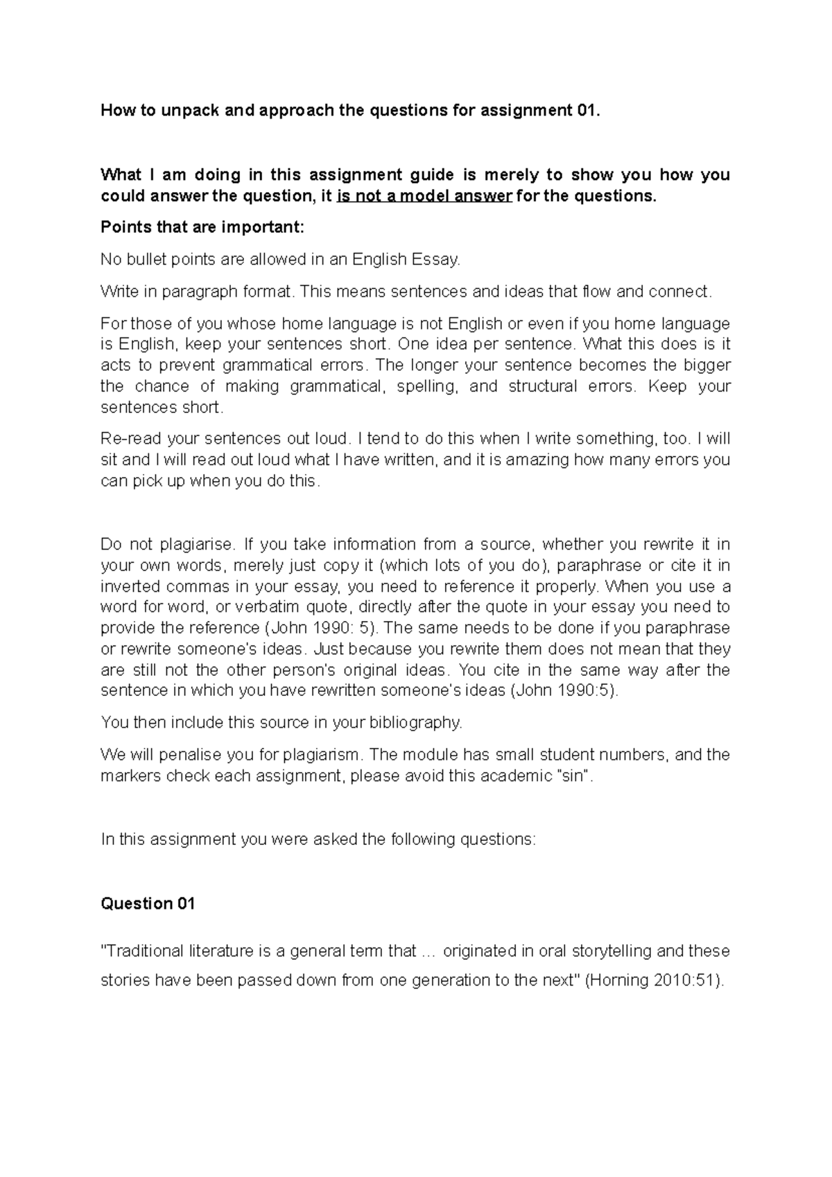 Assignment guidelines 01 2614 - How to unpack and approach the ...