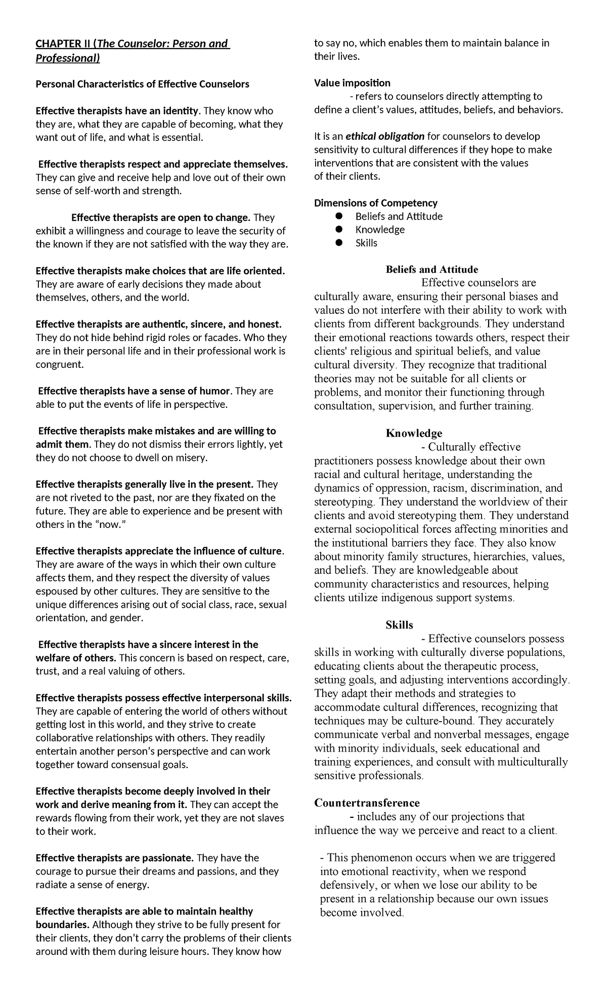 Counselling reviewer - Summary Psychology - CHAPTER II (The Counselor ...