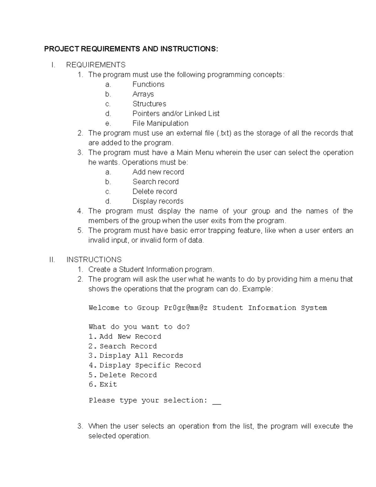 CCS0007 - Final Project Documentation and Rubric - PROJECT REQUIREMENTS AND INSTRUCTIONS: I ...