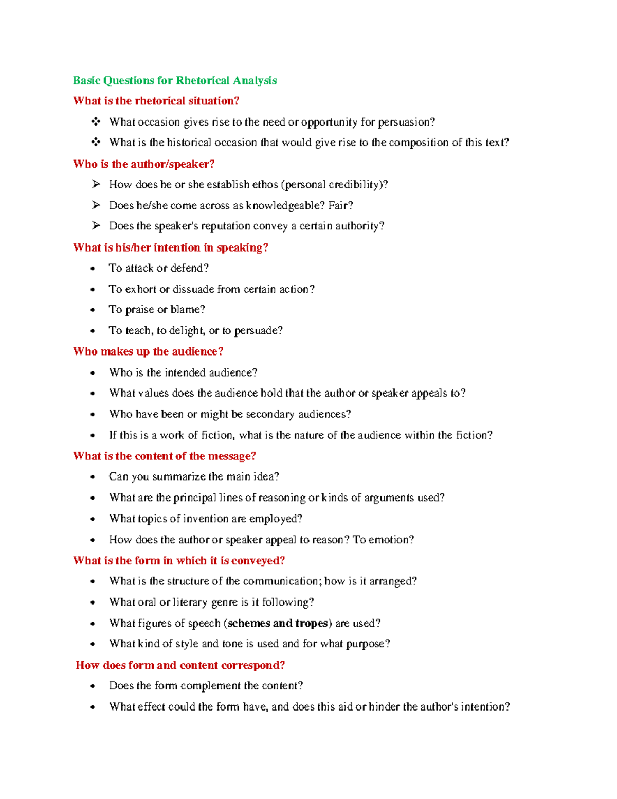 Persuasion in Writing 2021 - Basic Questions for Rhetorical Analysis ...