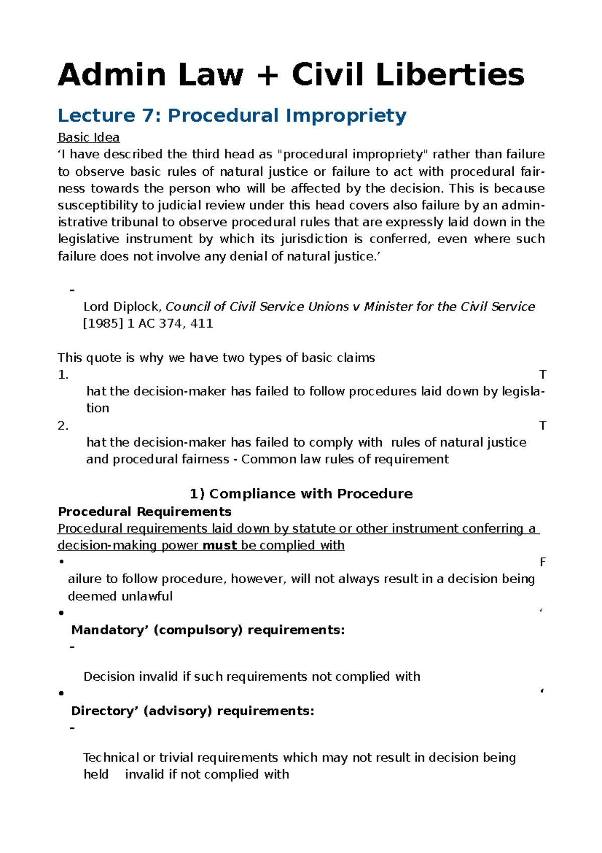 Lecture 7 - Procedural Impropriety - LS2033 - Abdn - Studocu