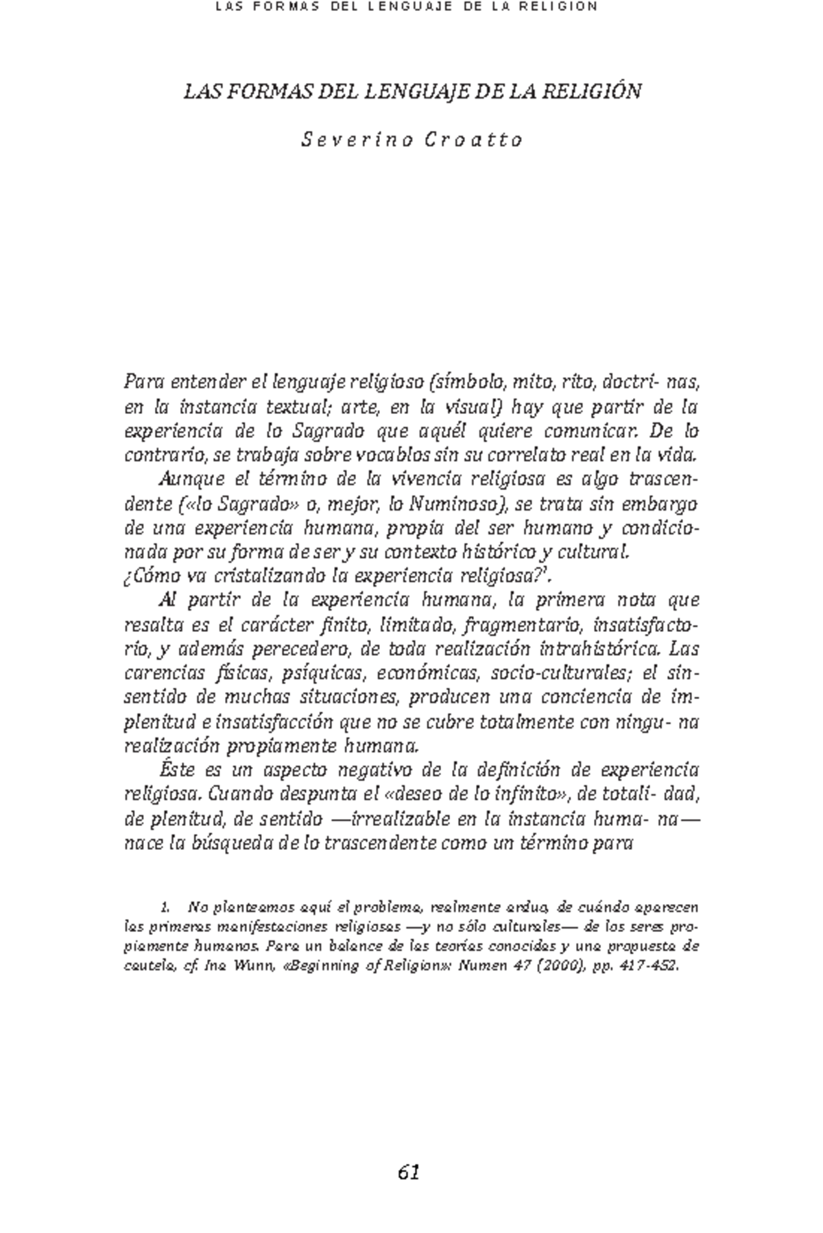 (L3) Croatto.Las formas del lenguaje de lo religioso - 61 LAS FORMAS ...