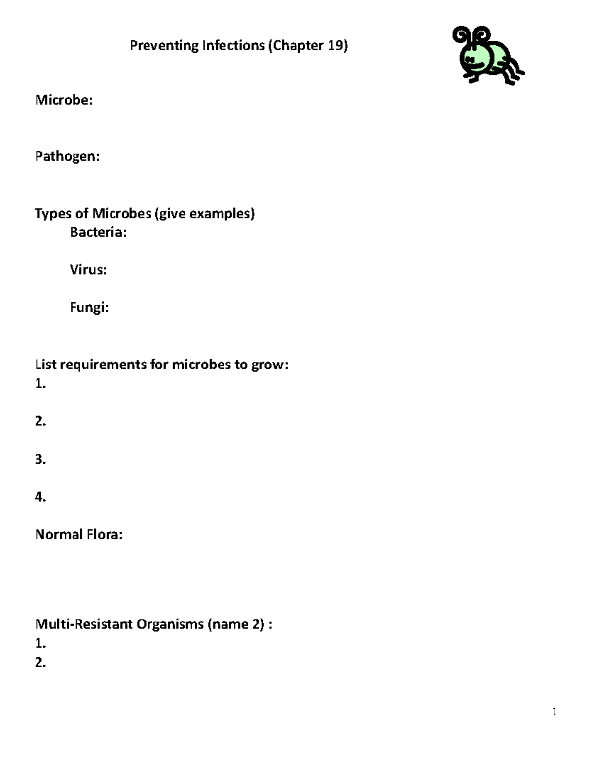 2021 Infection Control Worksheet-2 - Preventing Infections (Chapter 19 ...